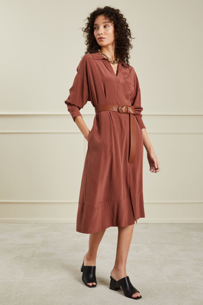 Abito in pura seta, cacao | Intrend