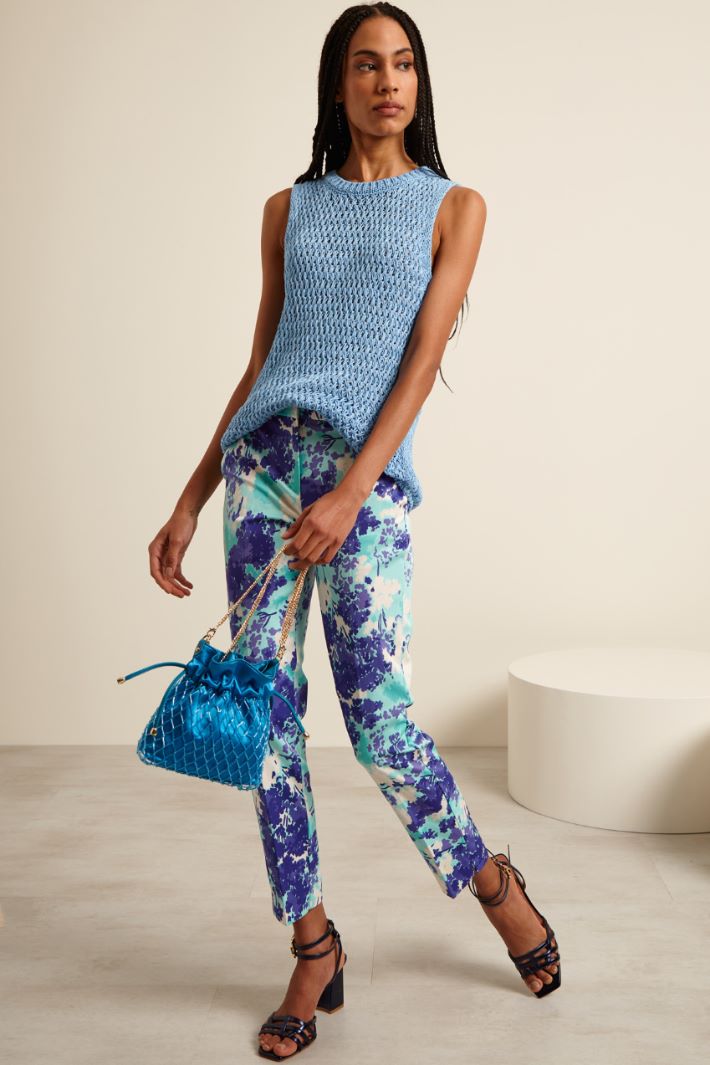 Braid knit top, light blue | Intrend