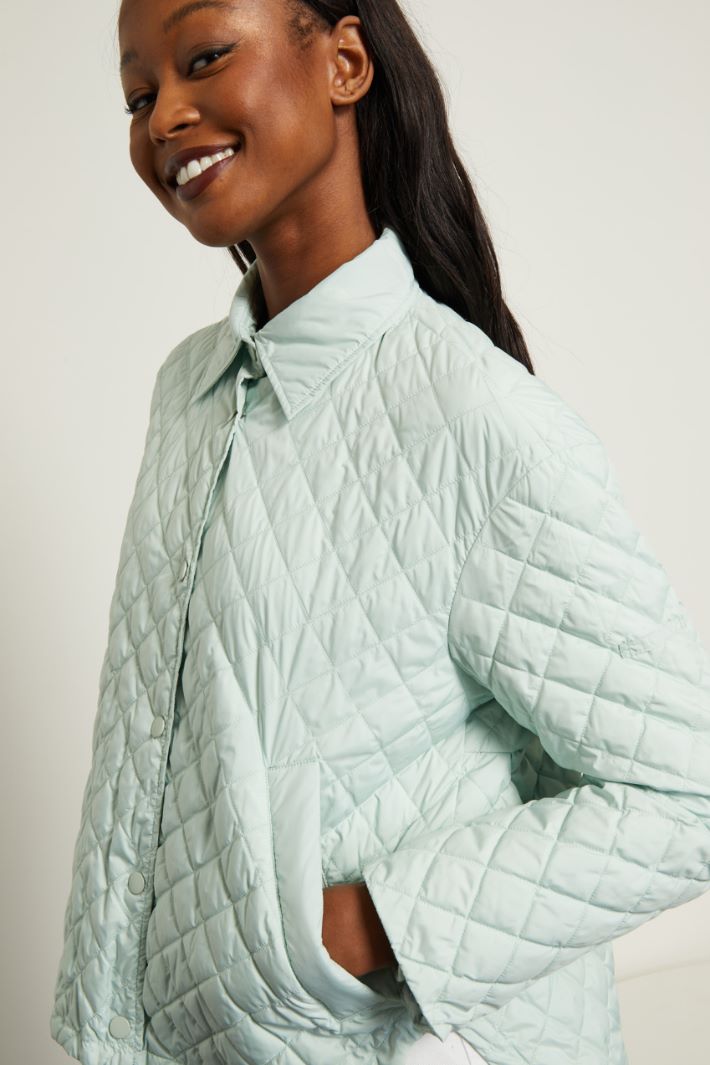 Shirt collar puffer jacket, light mint | Intrend