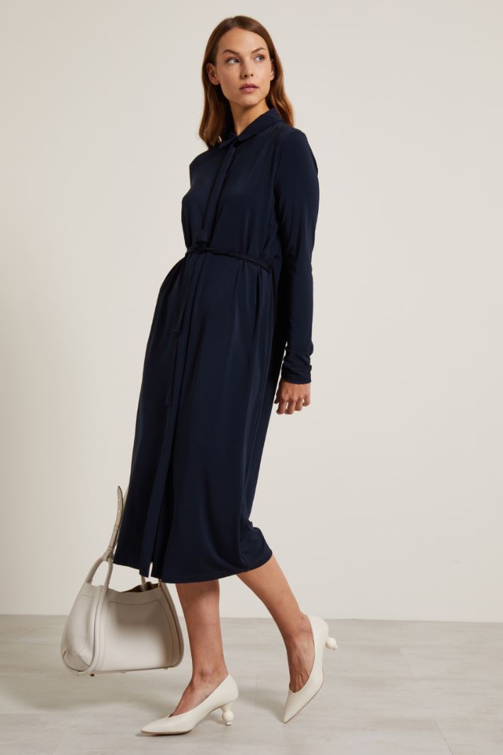 Fluid jersey shirt dress, night blue | Intrend