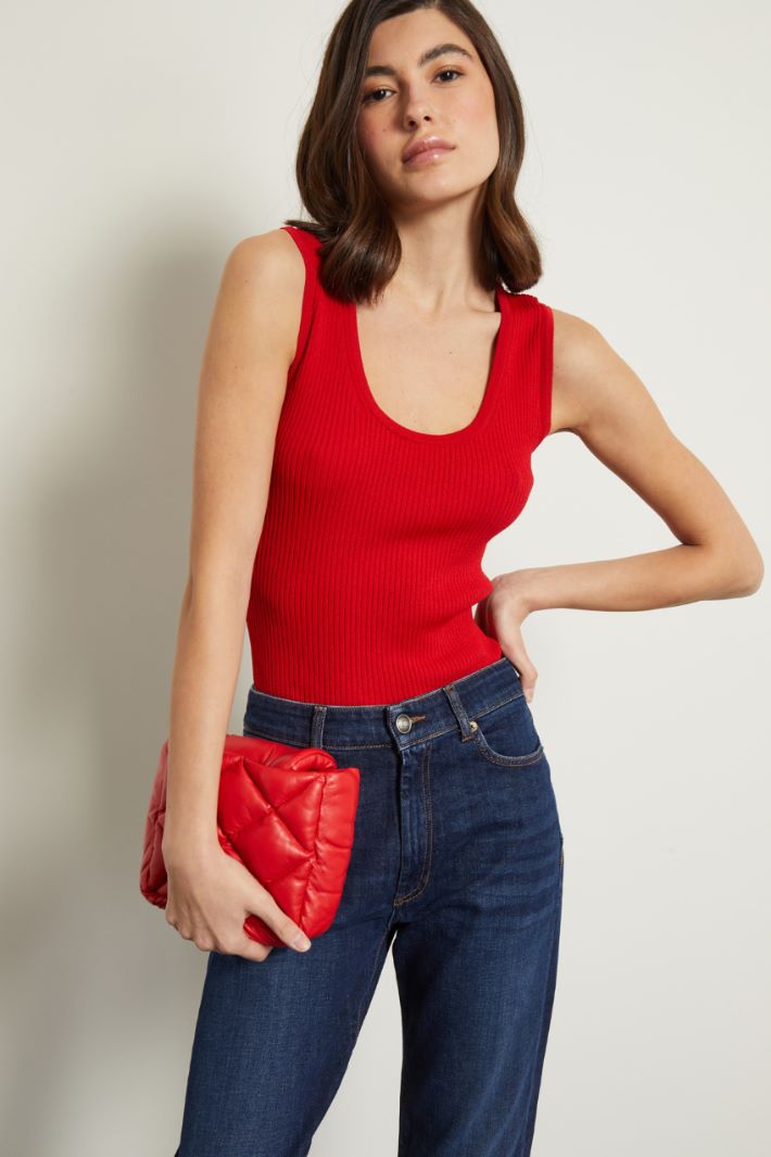 Ribbed top, red | Intrend
